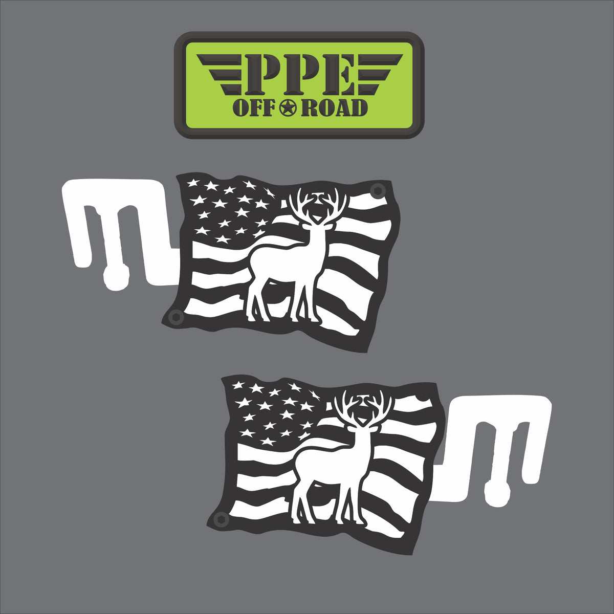 American Waving Flag with Buck, foot pegs for Wrangler/Gladiator - PPE ...