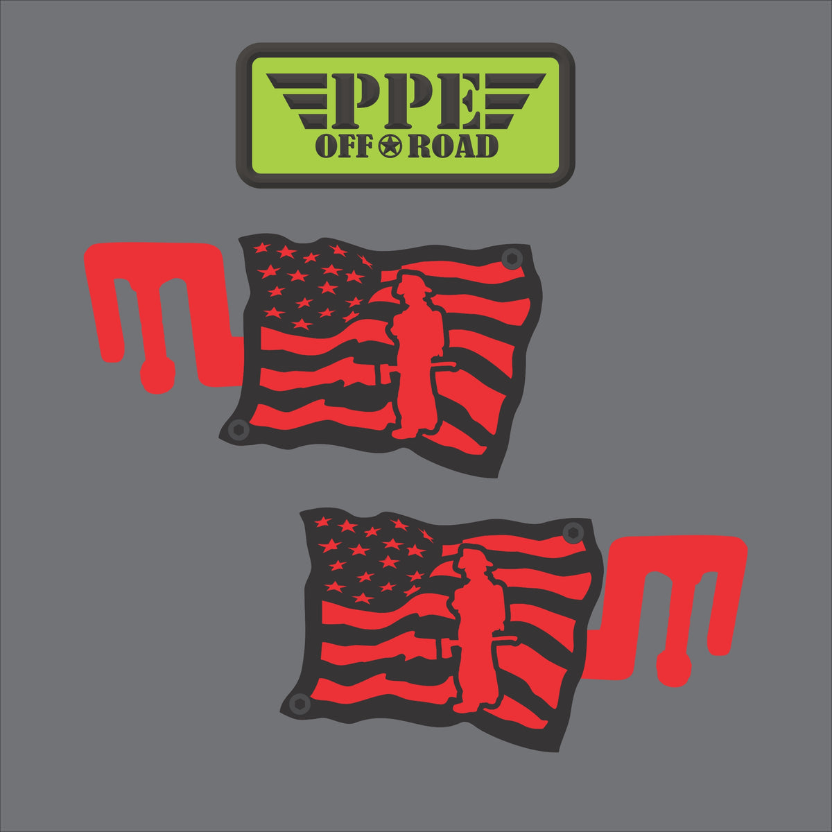 American Waving Flag with Firefighter, foot pegs for Wrangler/Gladiator ...