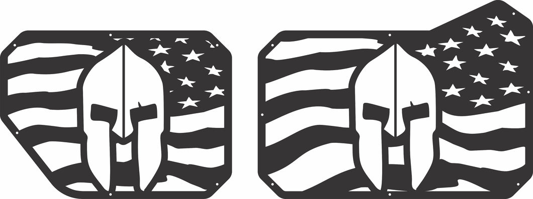 American Waving Flag with Gladiator Helment Front/Rear Tube Door DESIG ...